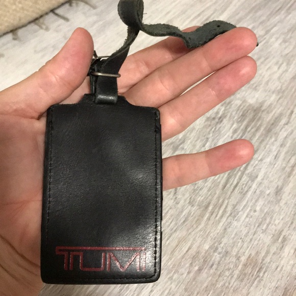 Tumi | Bags | Tumi Luggage Tag Leather Vintage Mens Black Red | Poshmark